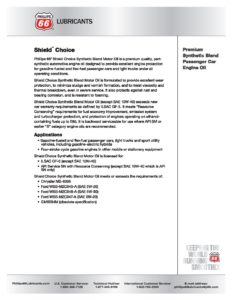 PHILLIPS 66 SHIELD CHOICE SYNTHETIC BLEND MOTOR OIL - Yoder Oil