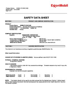 Mobil SHC 460 SDS - Yoder Oil